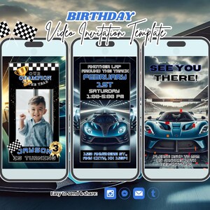 Race Car Birthday Invitation, Race Car Invitation, Race Car Editable ...