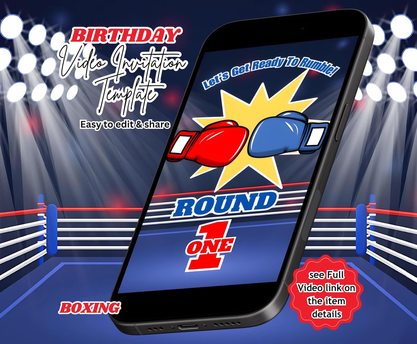 Editable Boxing Birthday Video Invitation, Boxing Theme Party, Sports ...