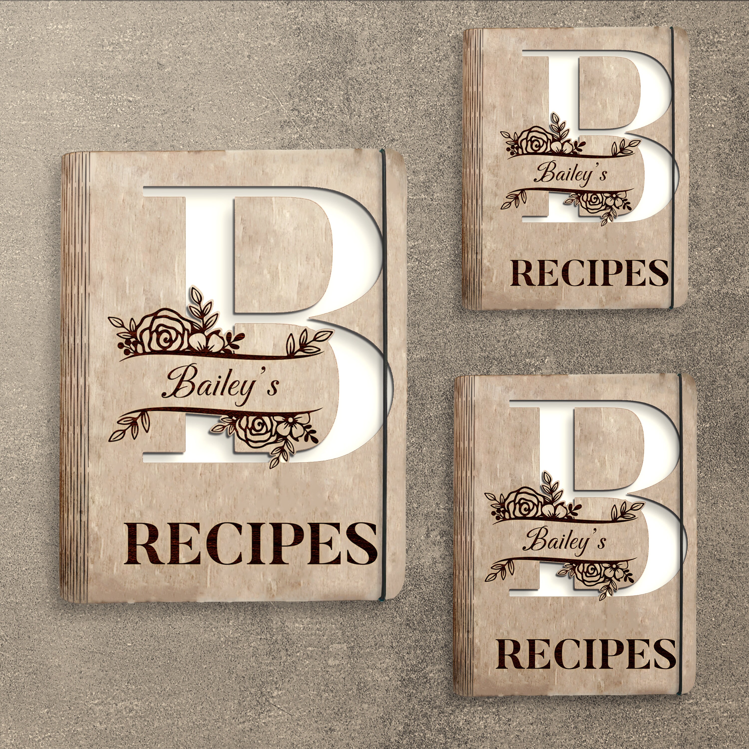 Monogram Alphabet Recipe Book Personalized Laser Cut Digital Files - Etsy