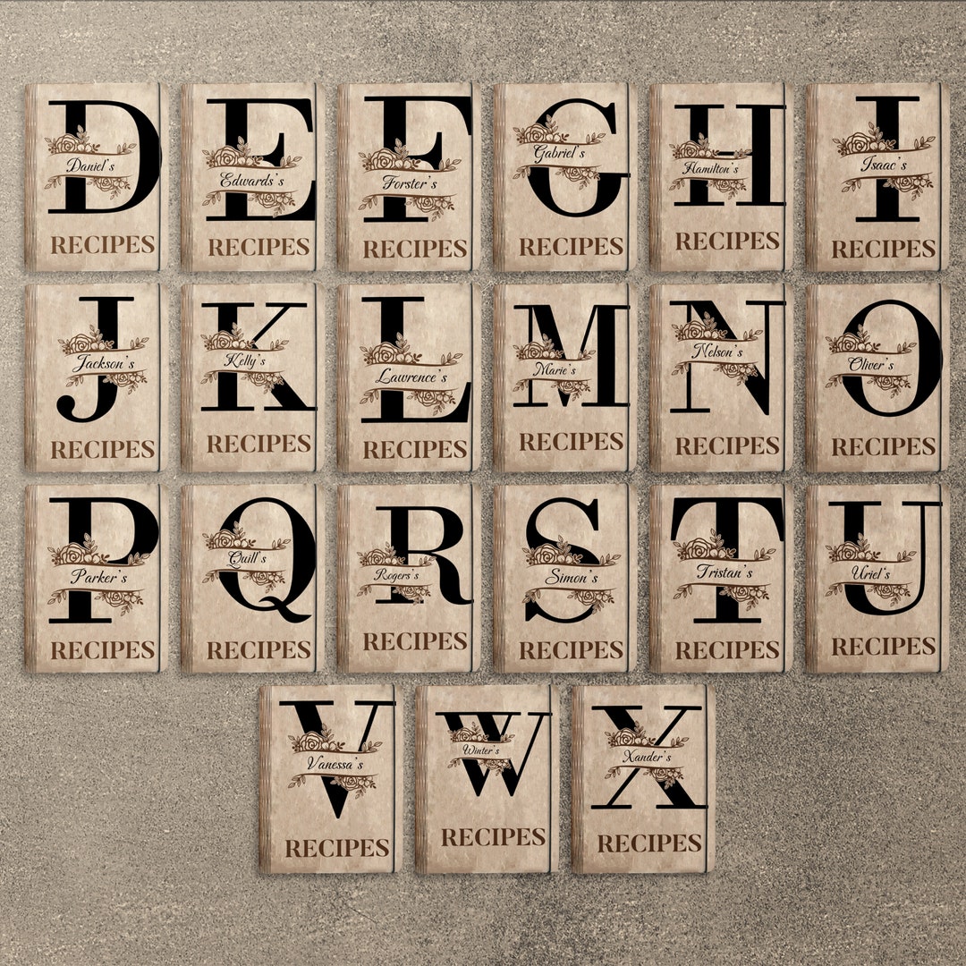 Monogram Alphabet Recipe Book Personalized Laser Cut Digital Files - Etsy