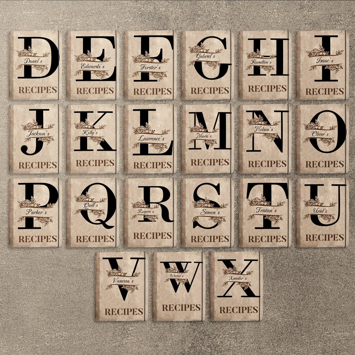 Monogram Alphabet Recipe Book Personalized Laser Cut Digital Files - Etsy