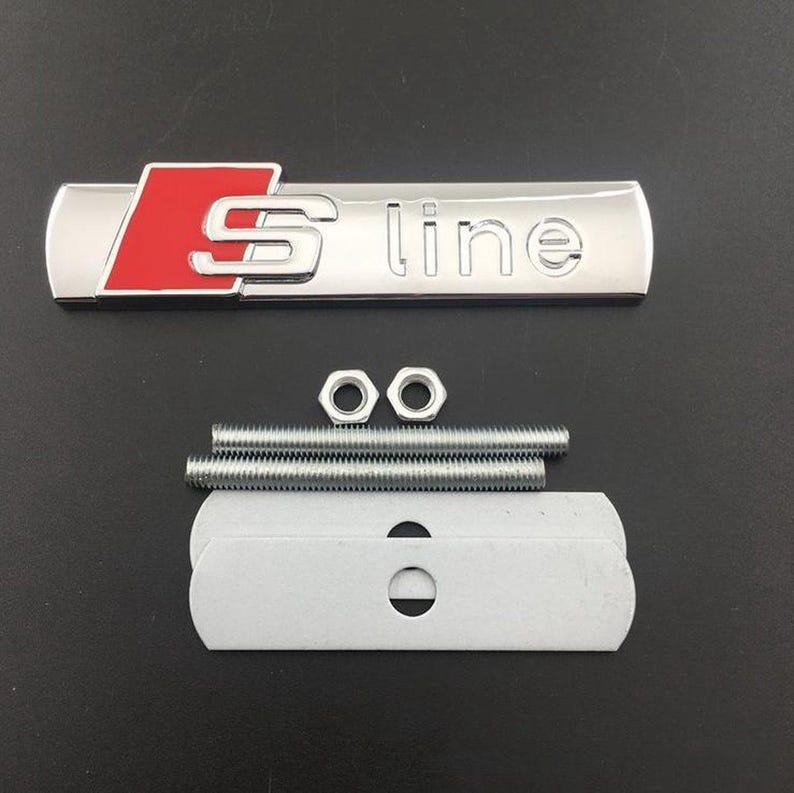 AUDI S-line Logo Badge Acronym Monogram Emblem Sticker Chrome Grille ...