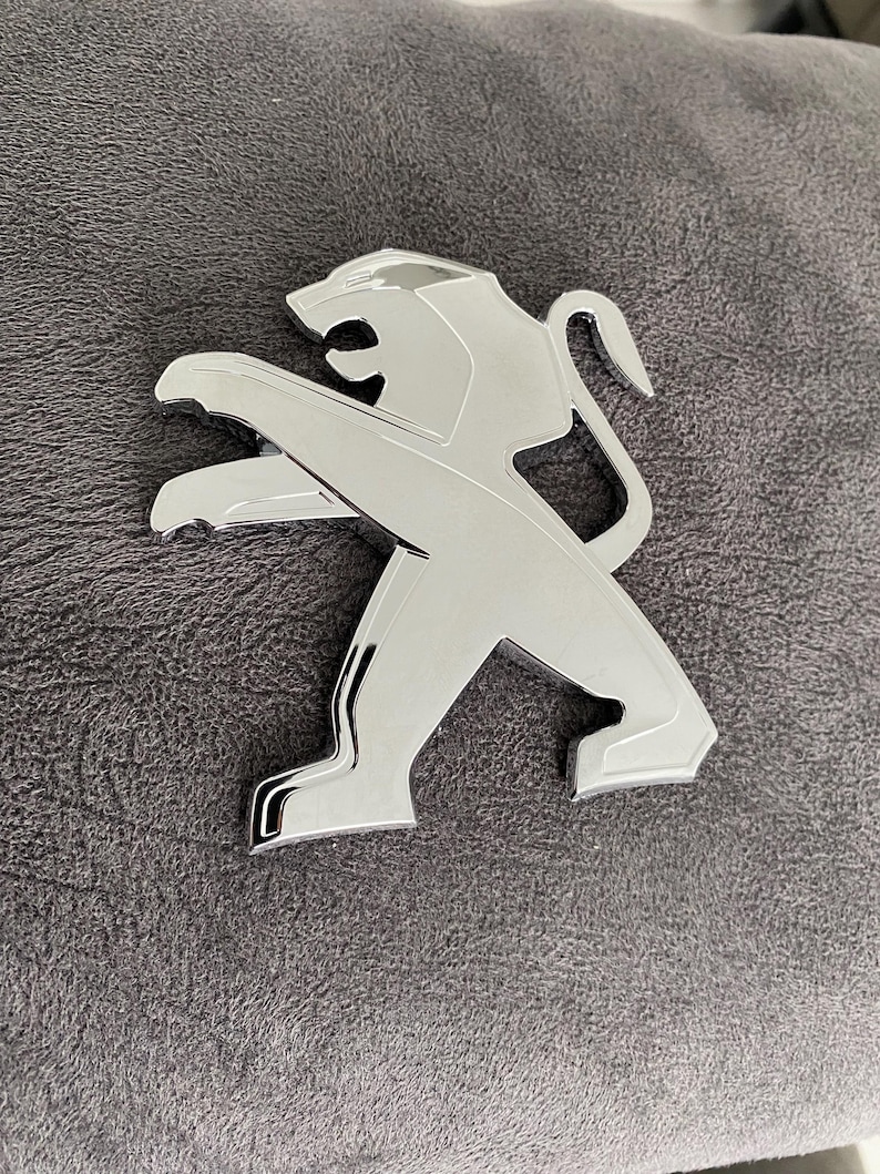 LOGO Lion Peugeot Chrome Badge Acronym Monogram Emblem Sticker 108 208 ...