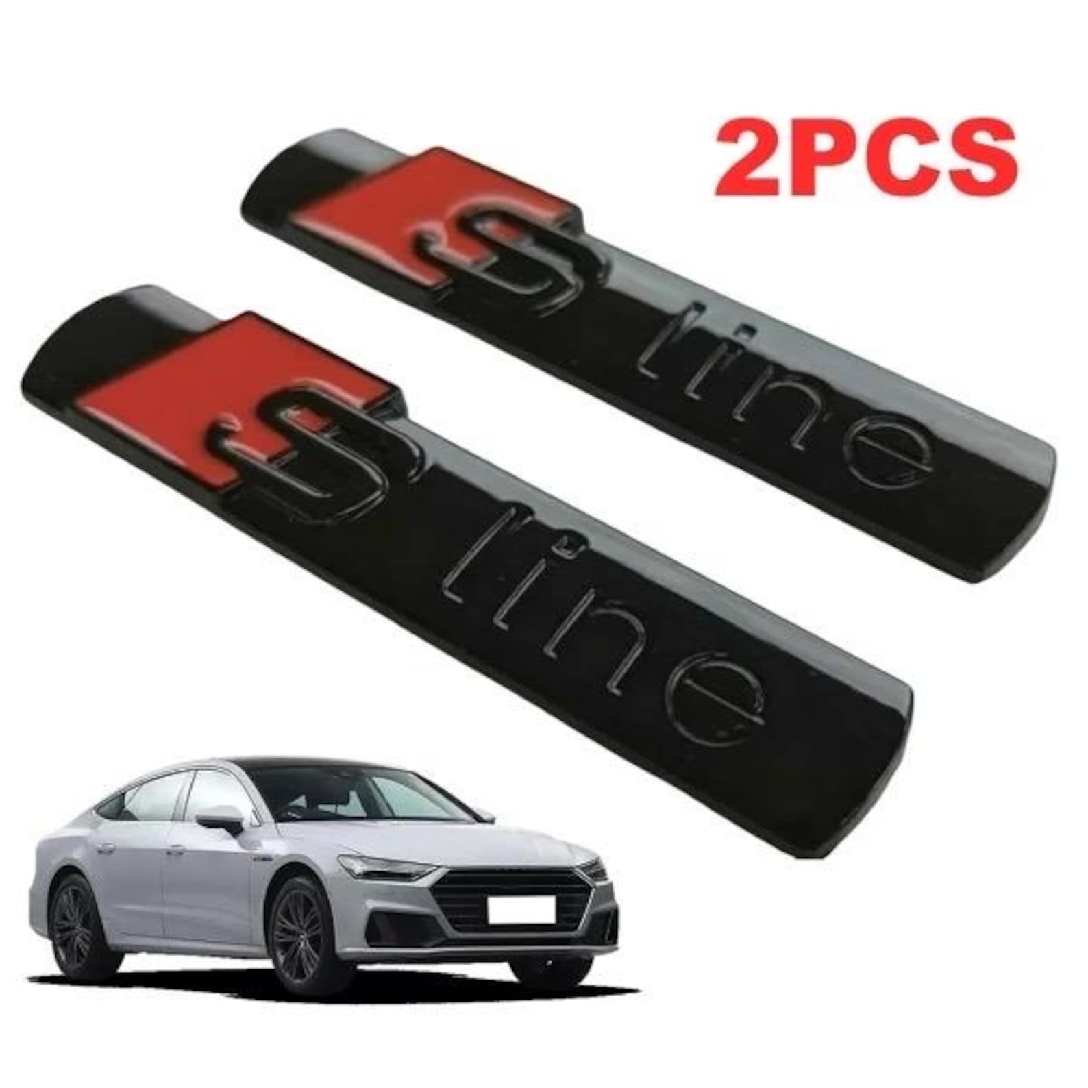 Buy AUDI S-line Logo Badge Monogram Emblem Sticker Glossy Black Online ...