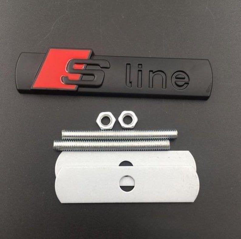 AUDI S-line Logo Badge Acronym Monogram Emblem Sticker Black Grille ...