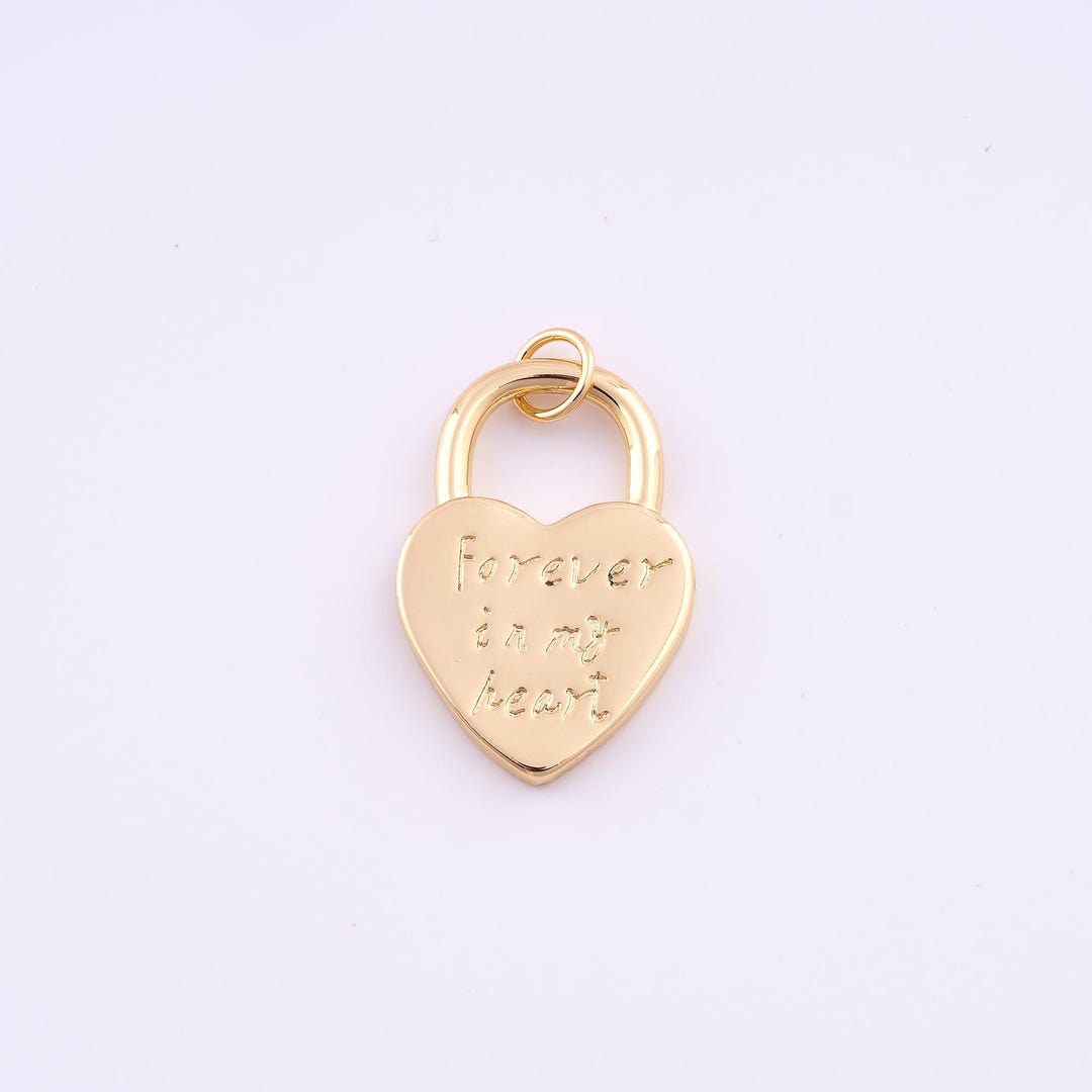 18K Gold Filled Heart Pendant,gold Lock Charm, Dainty Heart Necklace ...