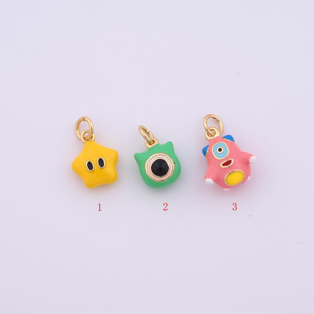 Cartoon Necklace, 18K Gold Filled Enamel Cartoon Pendant, Enamel ...