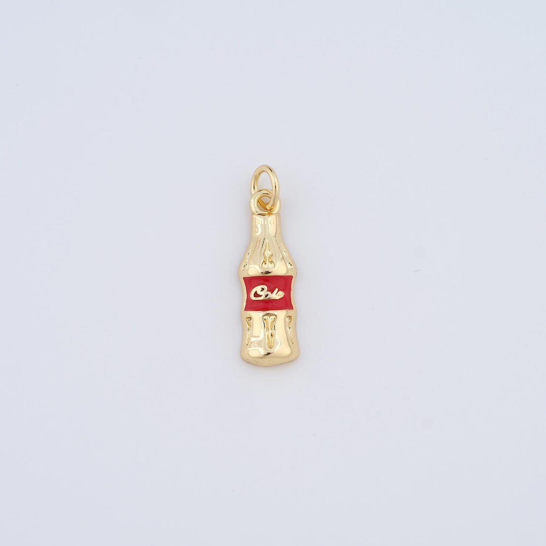 Gold Enamel Coke Bottle Charms 18K Gold Filled Coke Bottle Pendant Coke ...