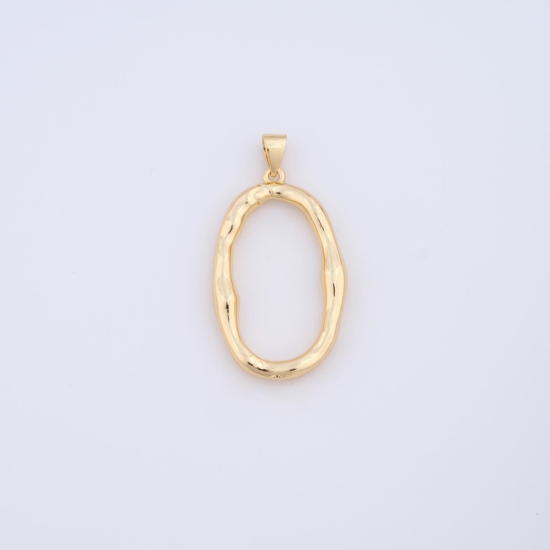 Gold Oval Charm 18K Gold Filled Oval Pendant Oval Necklace Oval Charm ...