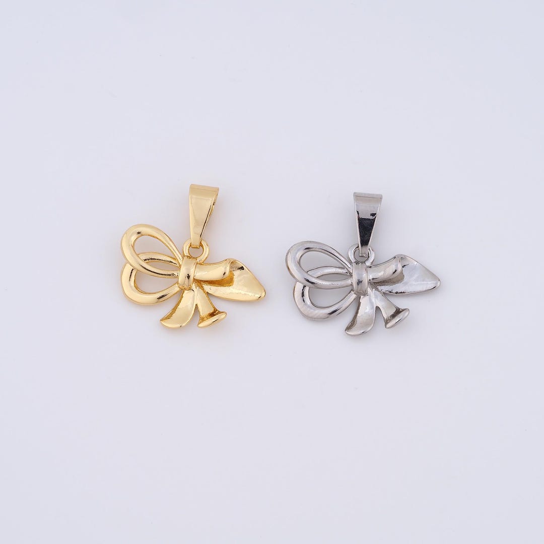 Gold Bow Charm 18K Gold Filled Bow Pendant Bow Necklace Bow Charm DIY ...