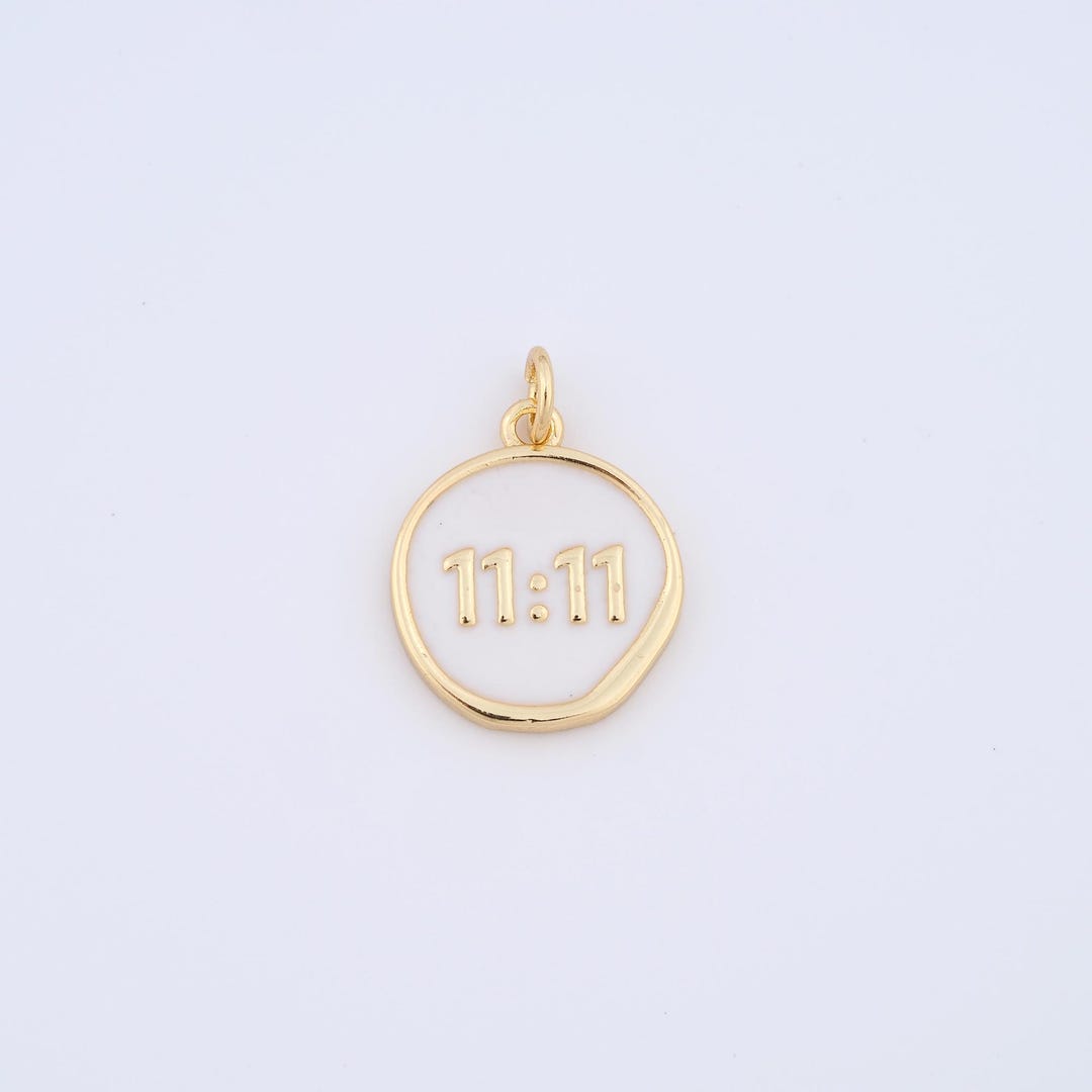 Gold Enamel Time Charm 18K Gold Filled Digital Pendant Time Necklace ...