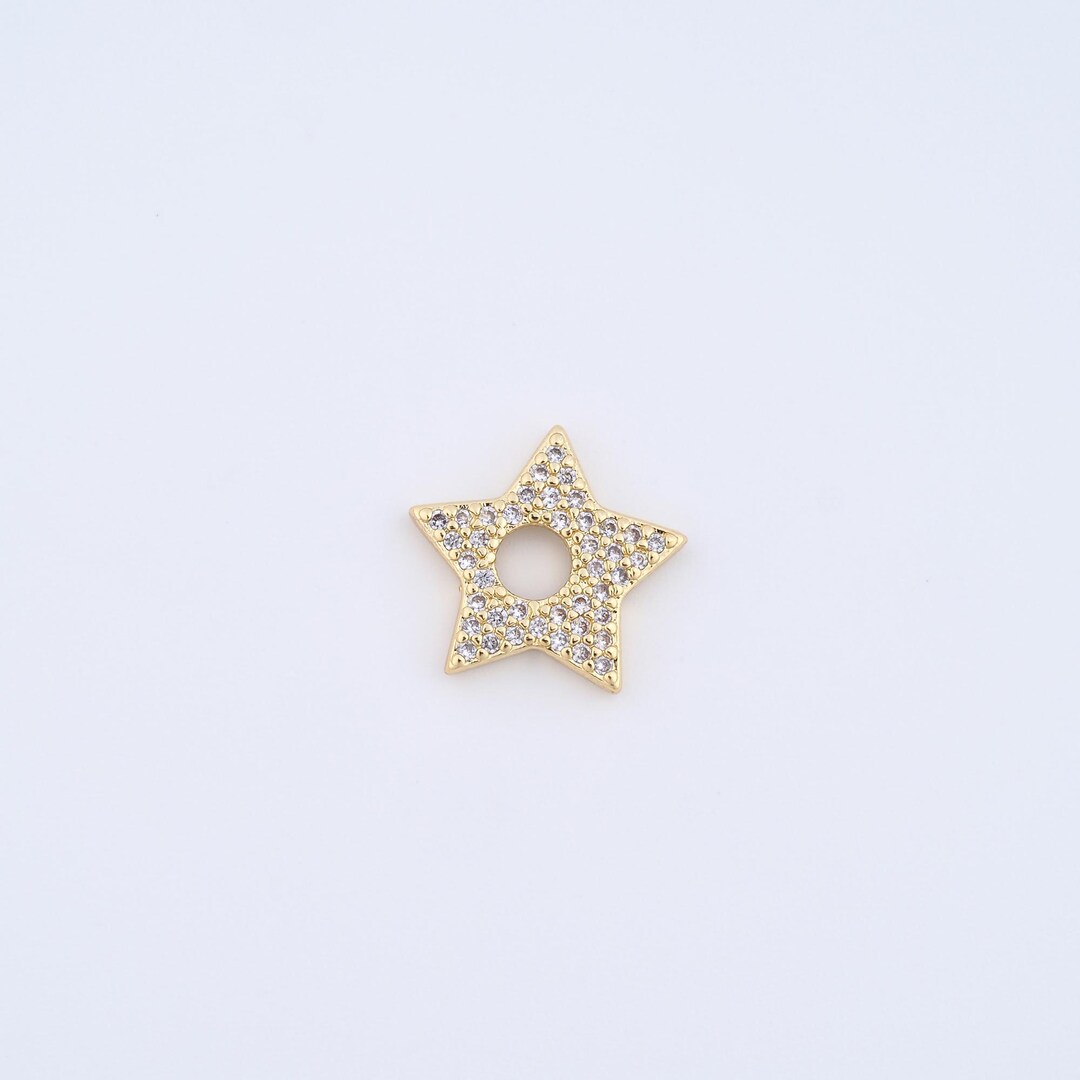 18K Gold Filled Star Pendant Gold Star Charm CZ Star Necklace Star ...