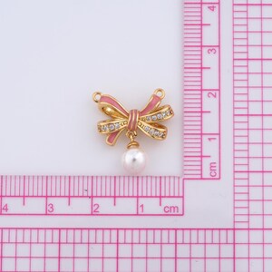 Gold Bow Charm 18K Gold Filled Bow Pendant Bow Necklace CZ Bow Charm ...