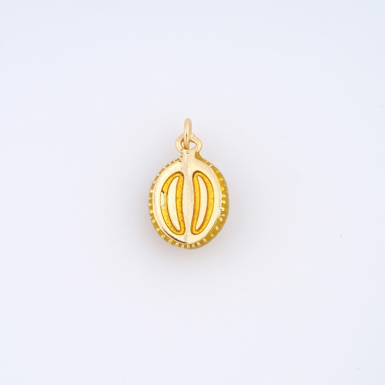 Gold Durian Charm 18K Gold Filled Durian Pendant Durian Necklace Enamel ...