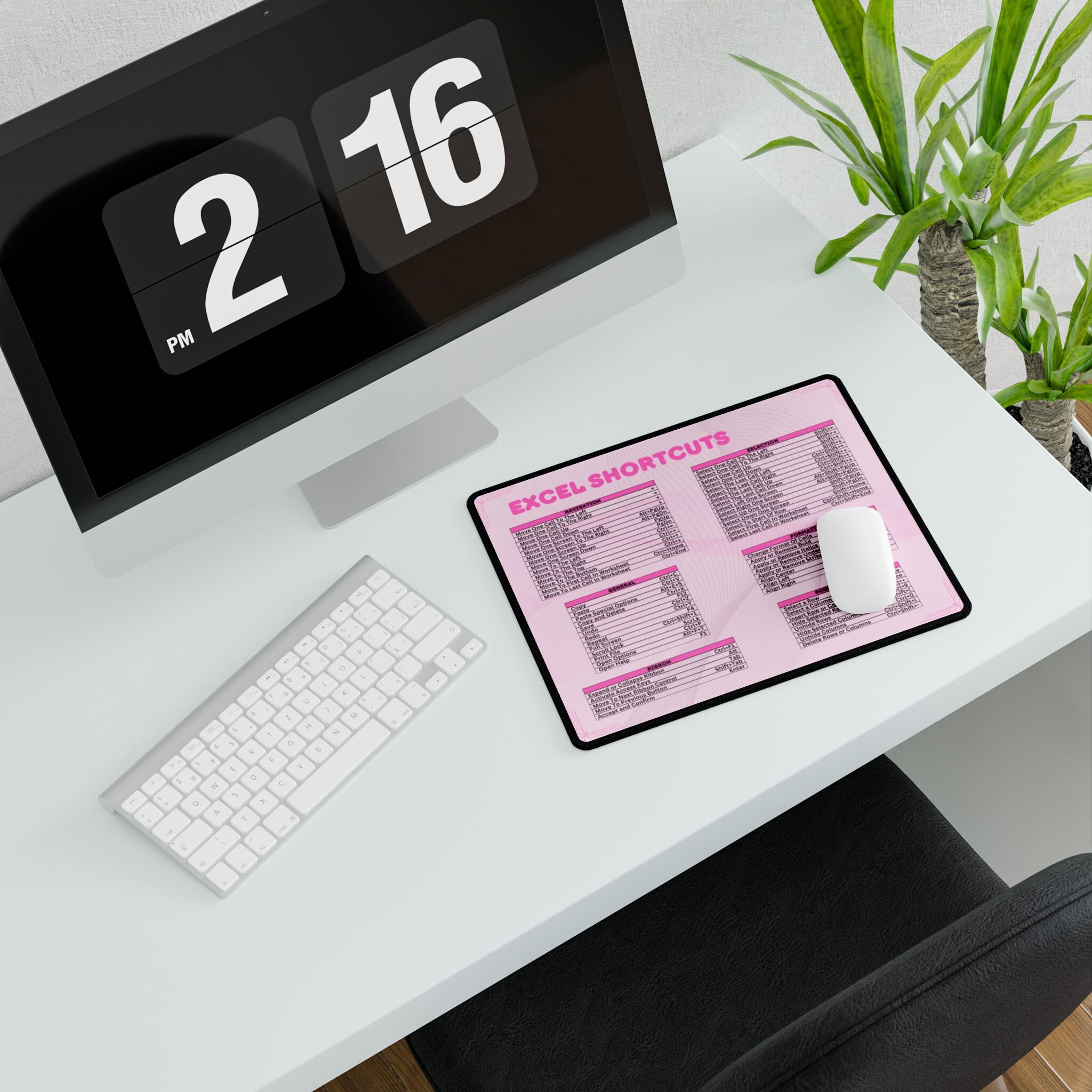 Excel Shortcut Mousepad Pink, Excel Desk Mat, Mouse Pad, Excel Formula ...