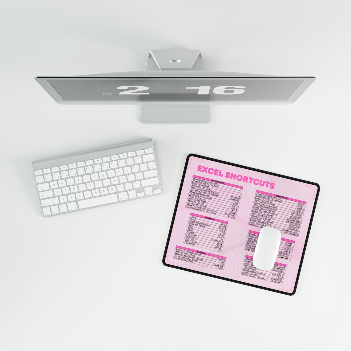 Excel Shortcut Mousepad Pink, Excel Desk Mat, Mouse Pad, Excel Formula ...