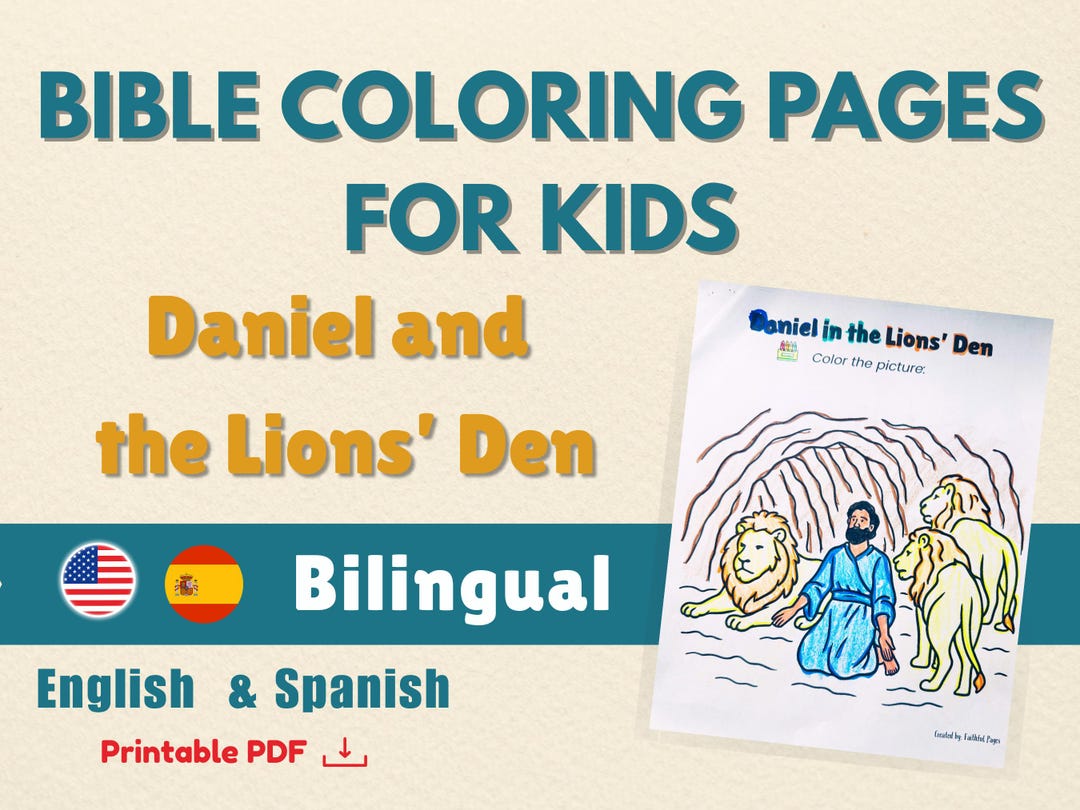 Daniel Lions Den Coloring Pages | Bilingual Bible Story Activity (PDF ...