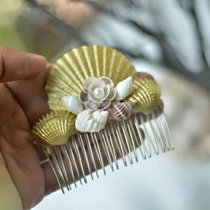 Seashell Hair Comb, Handcrafted Natural Seashell, Beach Wedding Comb ...