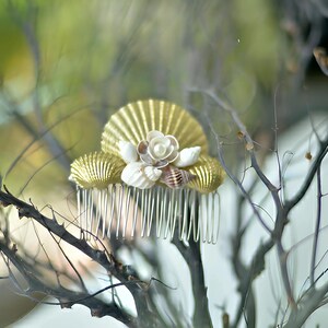 Seashell Hair Comb, Handcrafted Natural Seashell, Beach Wedding Comb ...