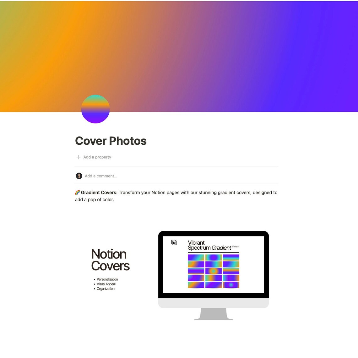 Notion Covers Gradient, Gradient Icons and Notion Dividers, Notion Customization Bundle, Vibrant ...