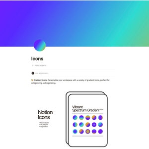 Notion Covers Gradient, Gradient Icons and Notion Dividers, Notion Customization Bundle, Vibrant ...