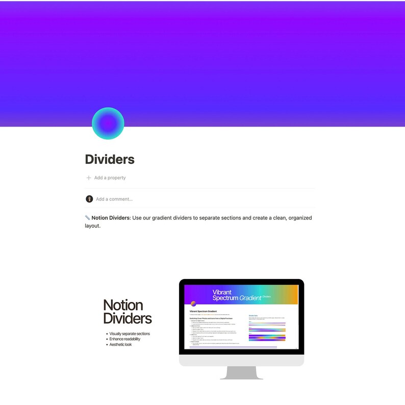 Notion Covers Gradient, Gradient Icons and Notion Dividers, Notion Customization Bundle, Vibrant ...