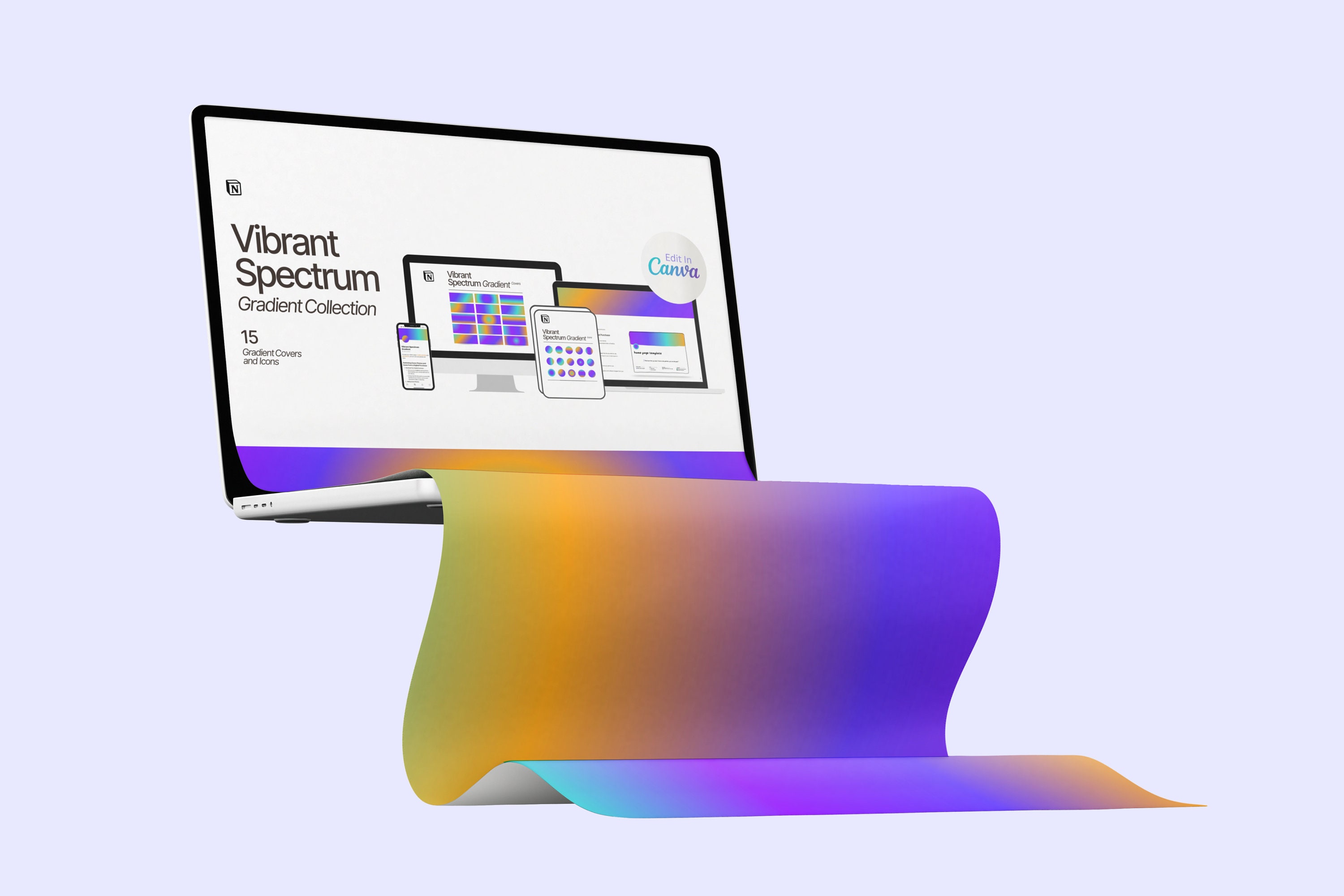 Notion Covers Gradient, Gradient Icons and Notion Dividers, Notion Customization Bundle, Vibrant ...