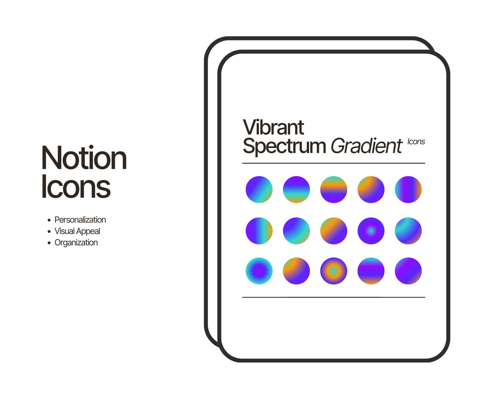 Notion Covers Gradient, Gradient Icons and Notion Dividers, Notion Customization Bundle, Vibrant ...