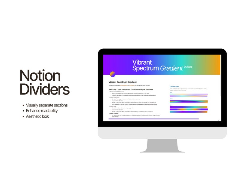 Notion Covers Gradient, Gradient Icons and Notion Dividers, Notion Customization Bundle, Vibrant ...