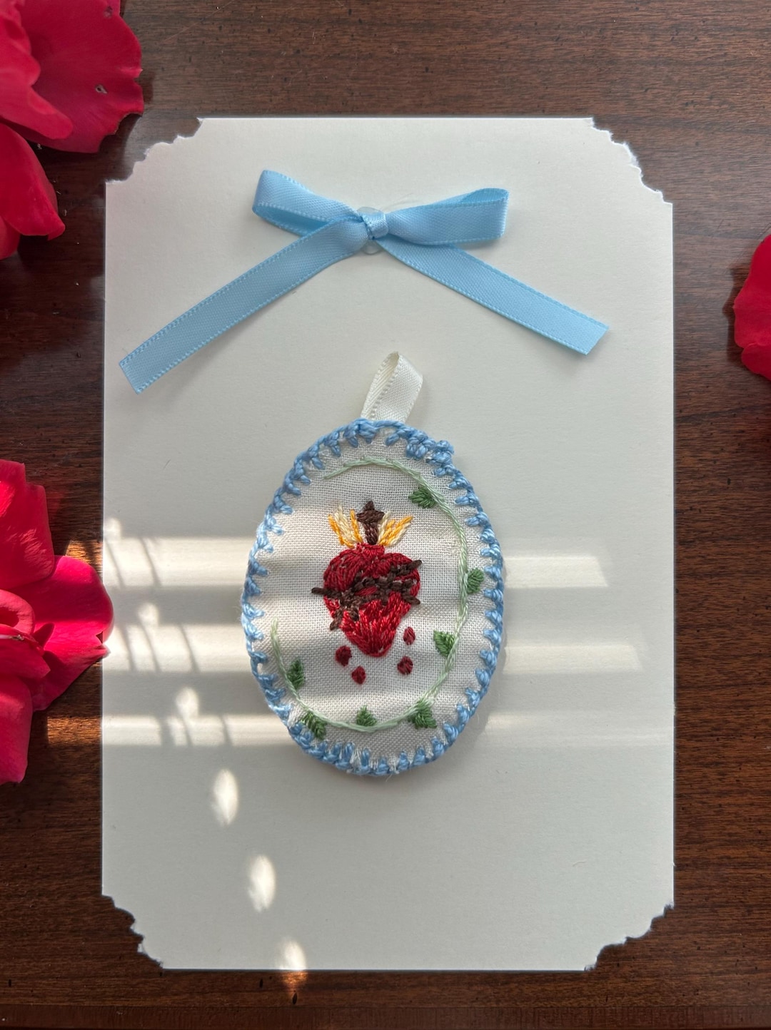 Hand Embroidered Sacred Heart of Jesus Badge - Etsy