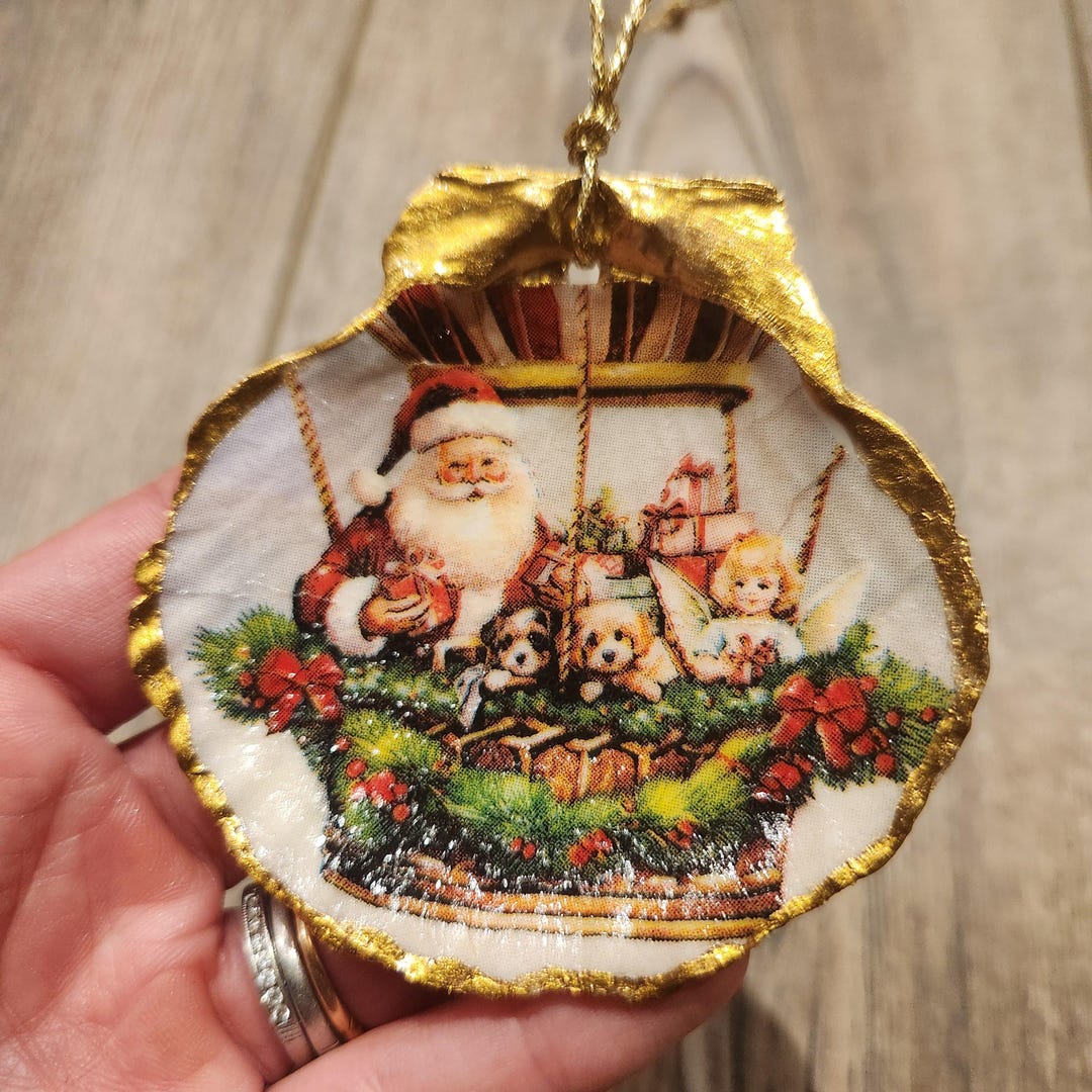 Scallop Shell Santa Ornament - Etsy