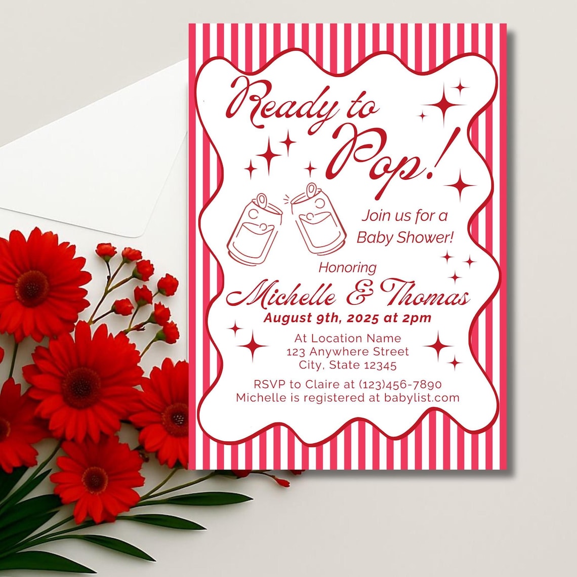 Ready to Pop Baby Shower Invitation | Editable Template | Baby Shower ...