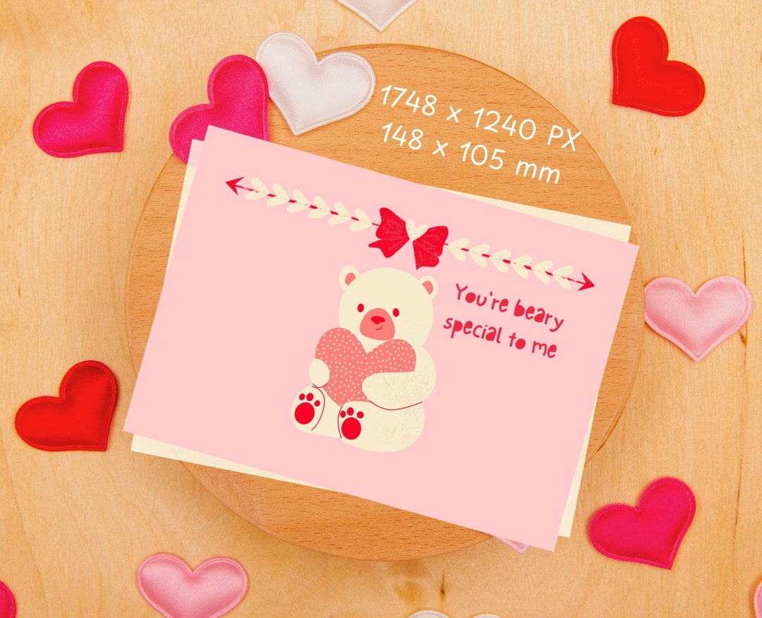 Cute Post Cards for or From Kids, Bear Post Card, Pink and Green Post ...