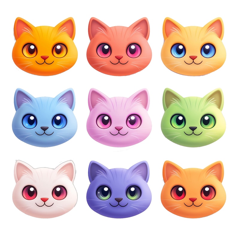 9+ * Colorful Cat Emotes - Icons - Ready to Use! - Cat Emotes, Colorful ...