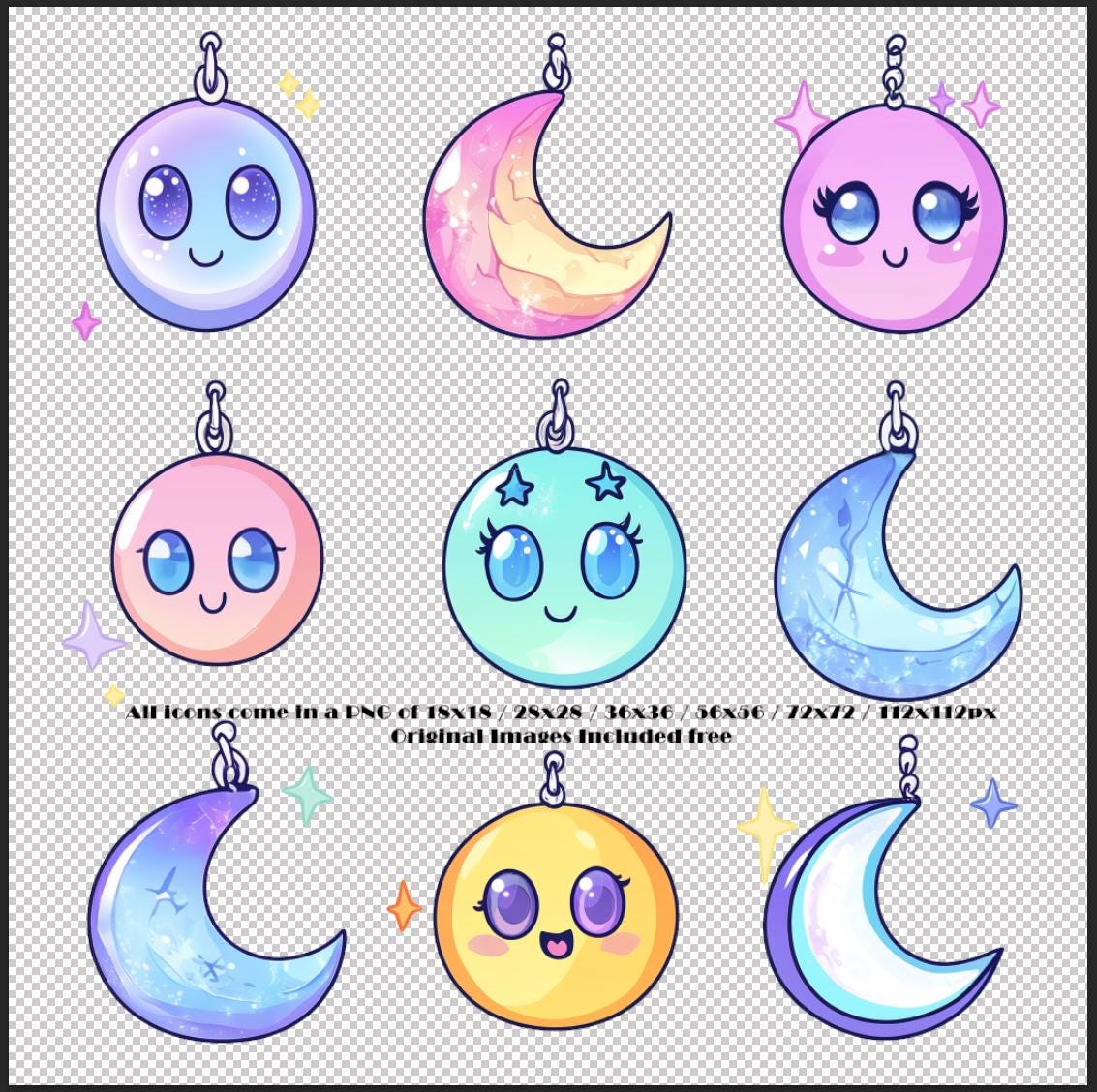 15+ * Moon Emoji Emotes - Flair - Ready to Use - Galaxy Emotes, Emojis ...