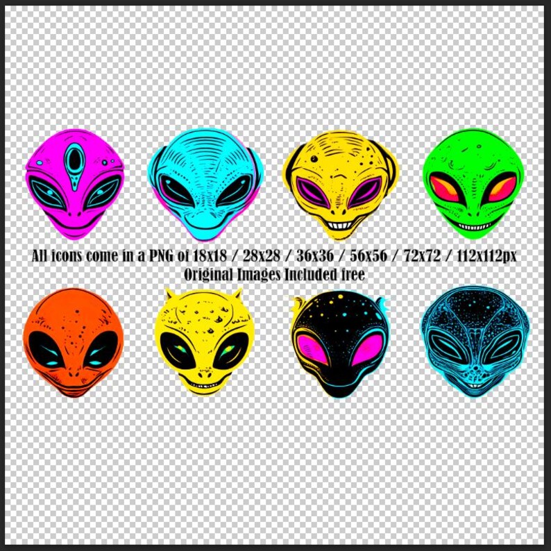 8+ * Alien Emotes - Icons - Ready to Use! - Retro Emotes, Space Emojis ...