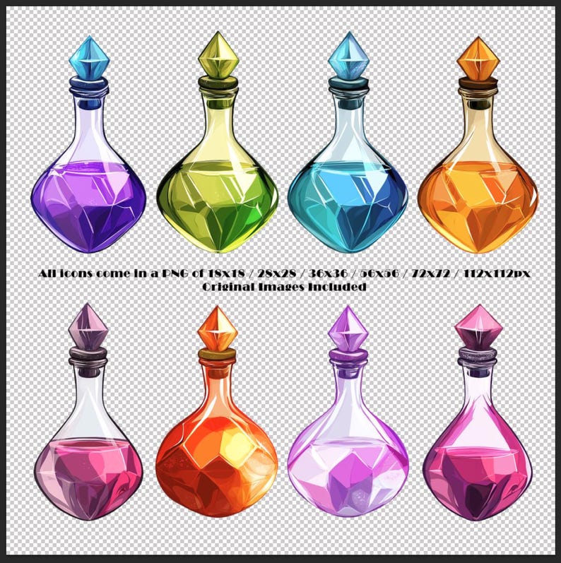 8+ * Potion Bottle Emotes - Icons - Ready to Use! - Potion Emote ...