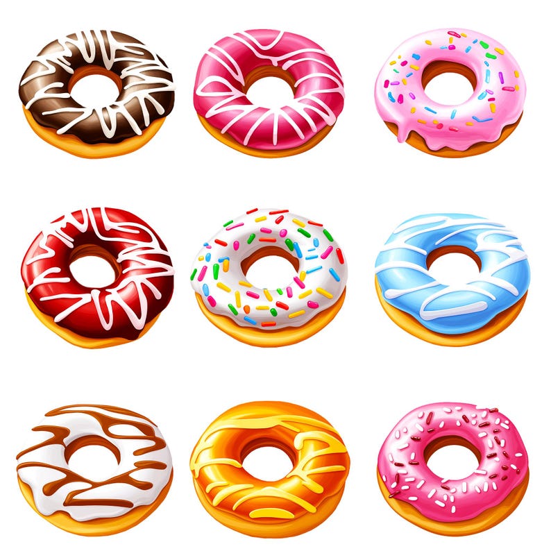 9 Donut Emotes Icons Ready to Use Sub Badges, Donut Emojis, Bit Badges ...