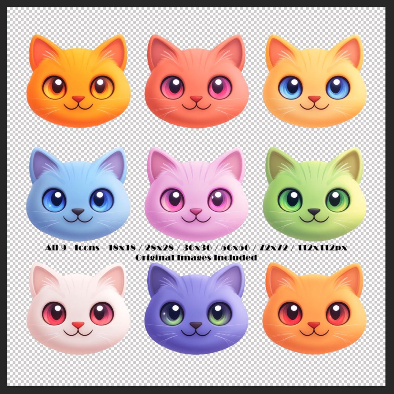 9+ * Colorful Cat Emotes - Icons - Ready to Use! - Cat Emotes, Colorful ...