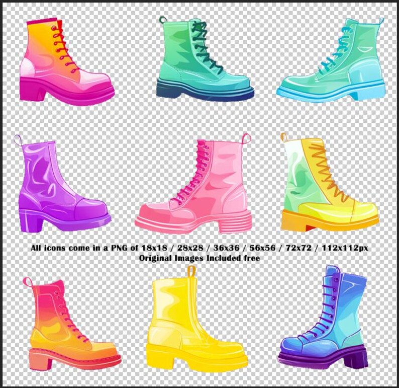 9+ * Colorful Boot Emotes - Icons - Ready to Use - Apparel Emotes, Shoe ...