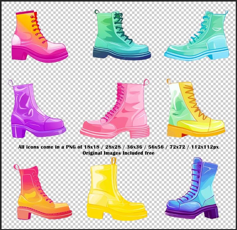 9+ * Colorful Boot Emotes - Icons - Ready to Use - Apparel Emotes, Shoe ...