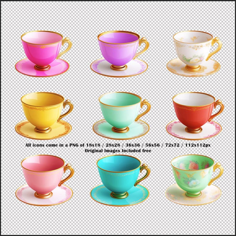 9+ * Tea Cup Emotes - Icons - Ready to Use - Victorian Emotes, Colorful ...