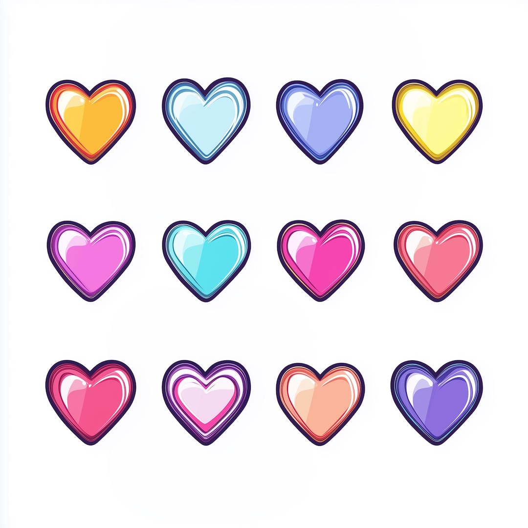 12+ * Heart Emotes - Ready to Use - Heart Emojis, Colorful Emotes ...