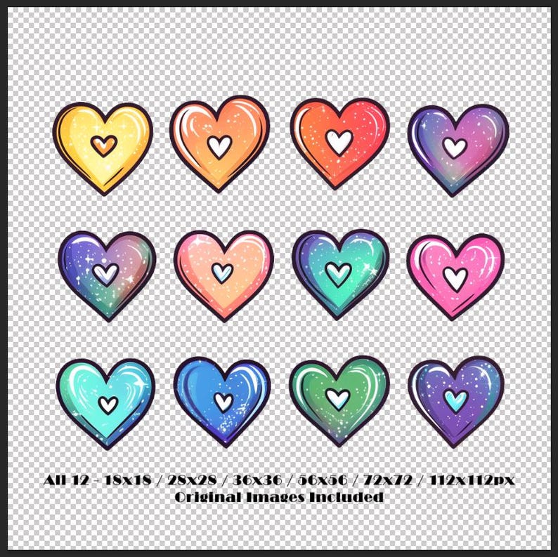 12+ * Heart Emotes - Ready to Use! - Zip, Heart Emojis, Colorful Emotes ...