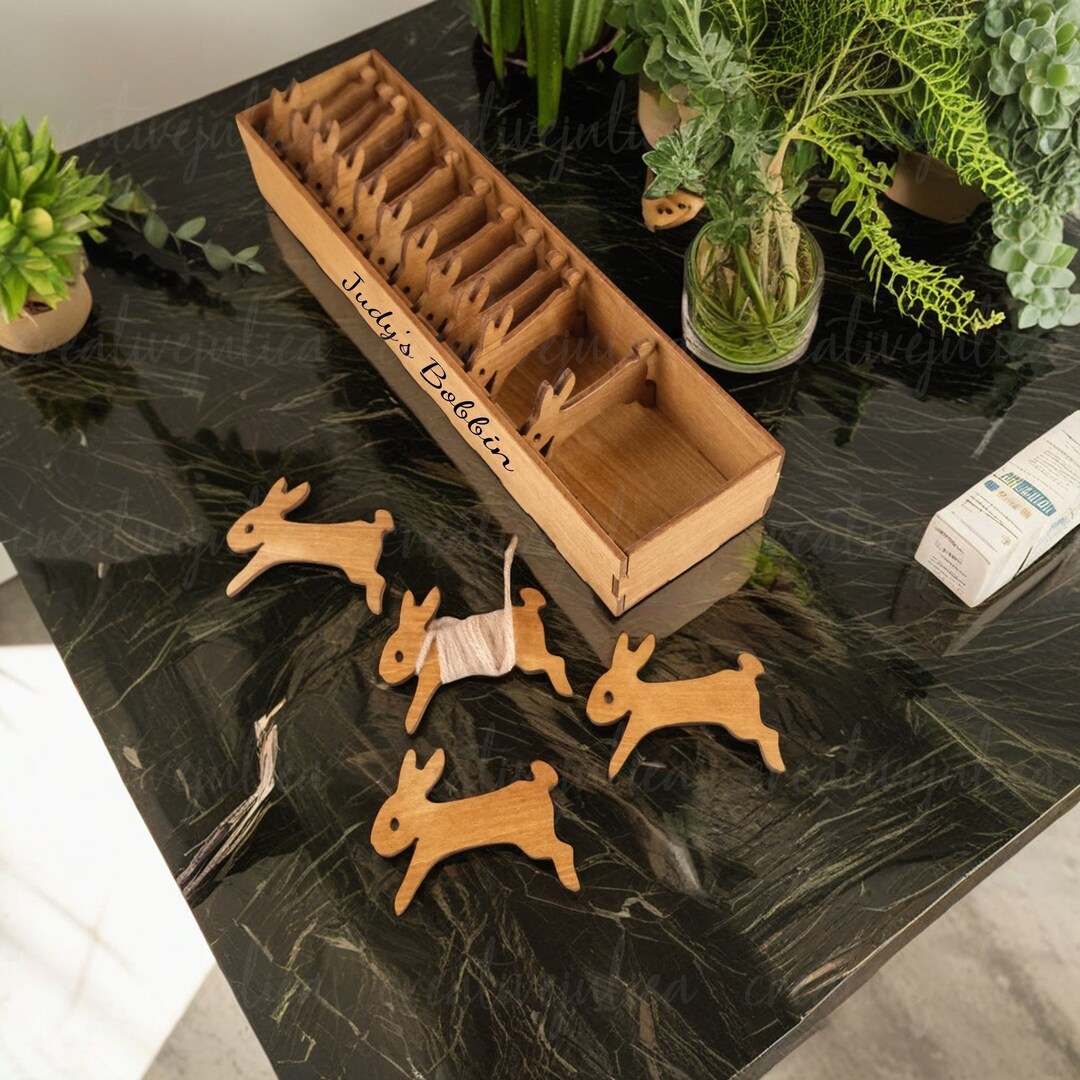 Personalized Wooden Rabbit Spool Wooden Embroidery Thread Stand , Spool ...