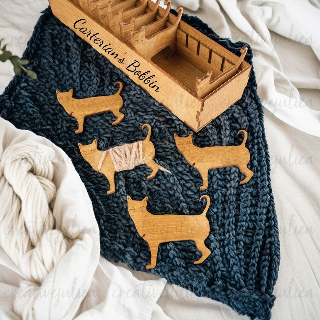 Personalized Wooden Cat Spool Wooden Embroidery Thread Stand , Spool ...