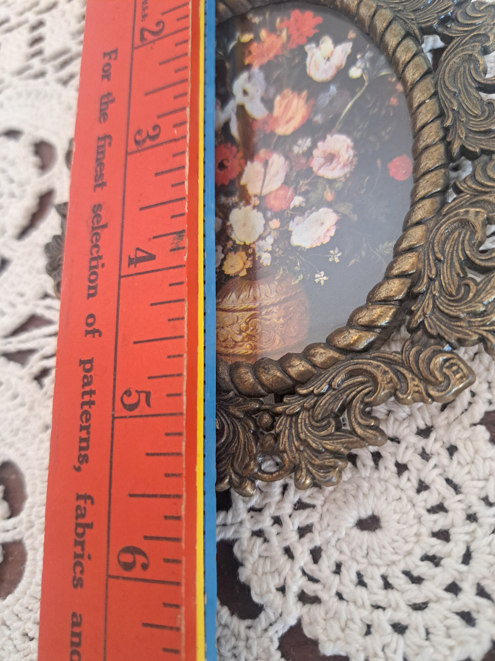 Three Vintage Ornate Florentine Colonial Oval Framed Floral Rural Metal ...