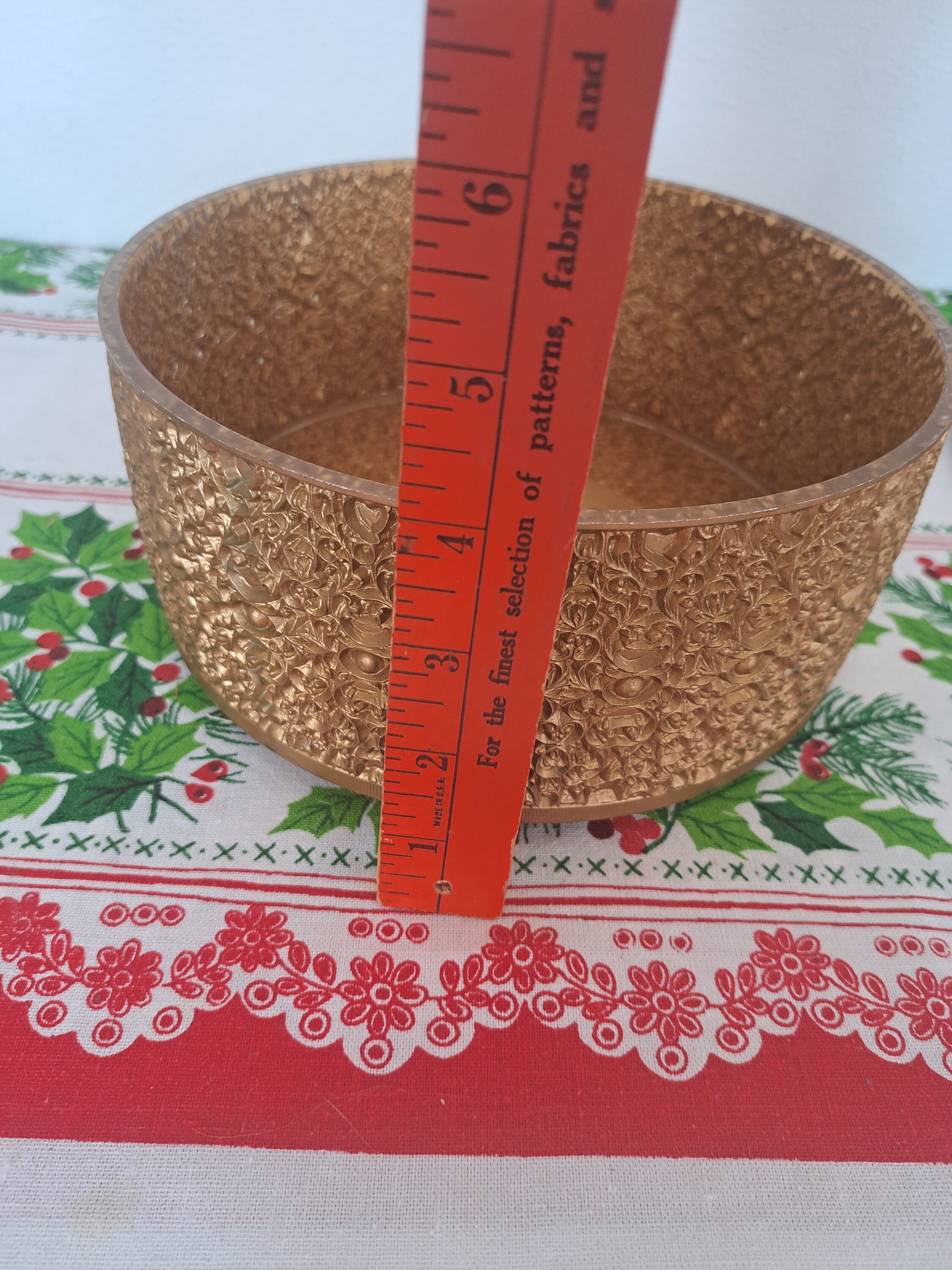 1960s Hollywood Regency Gold Plastic Round Sewing Trinkets Box Mid ...