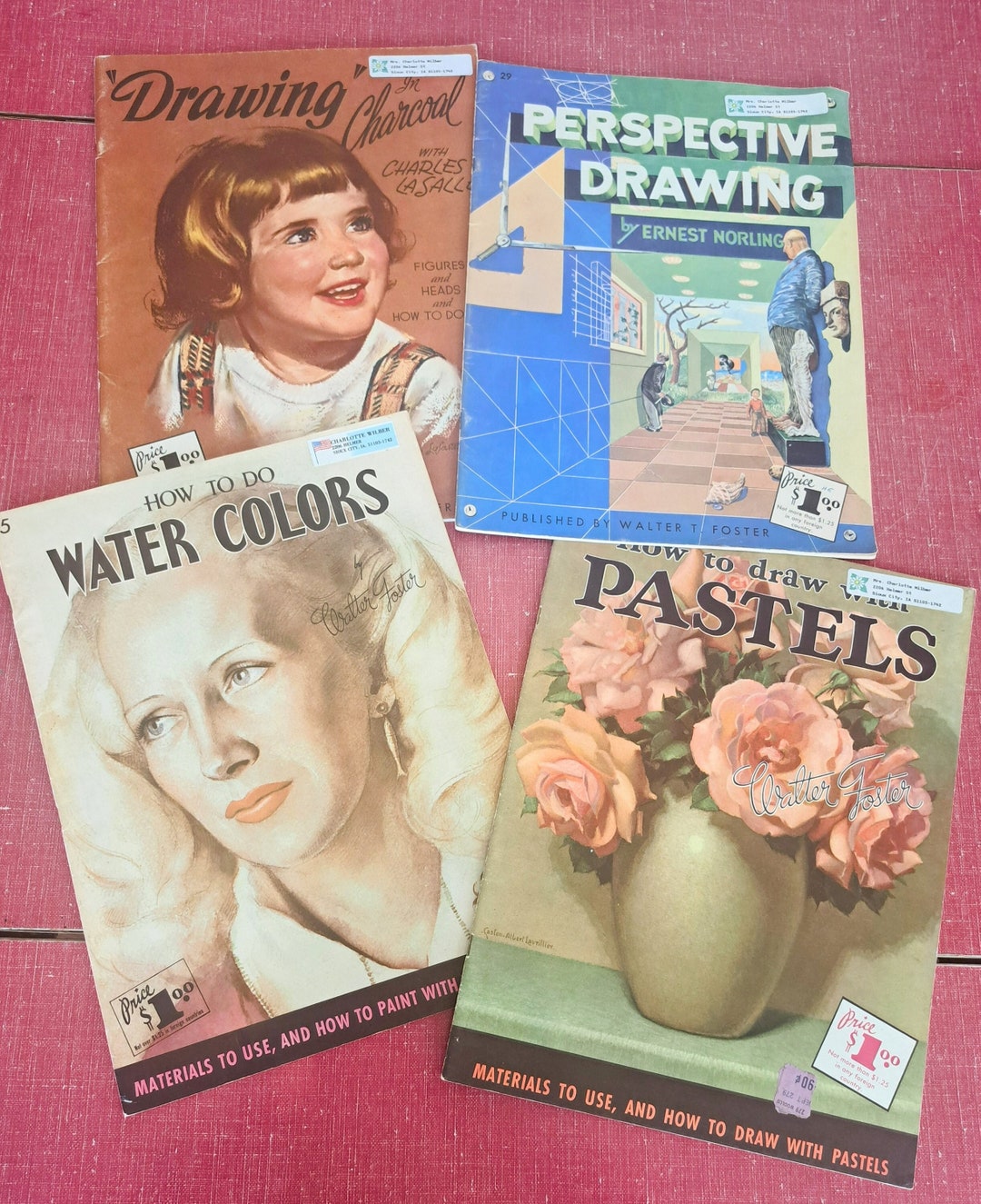Four Vintage Walter Foster Art Instruction Books Watercolors Pastels ...