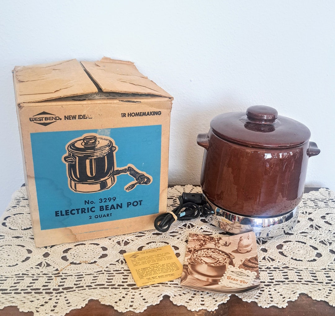 No. 3299 West Bend Stoneware Brown Glazed Electric Bean Pot Food Warmer ...